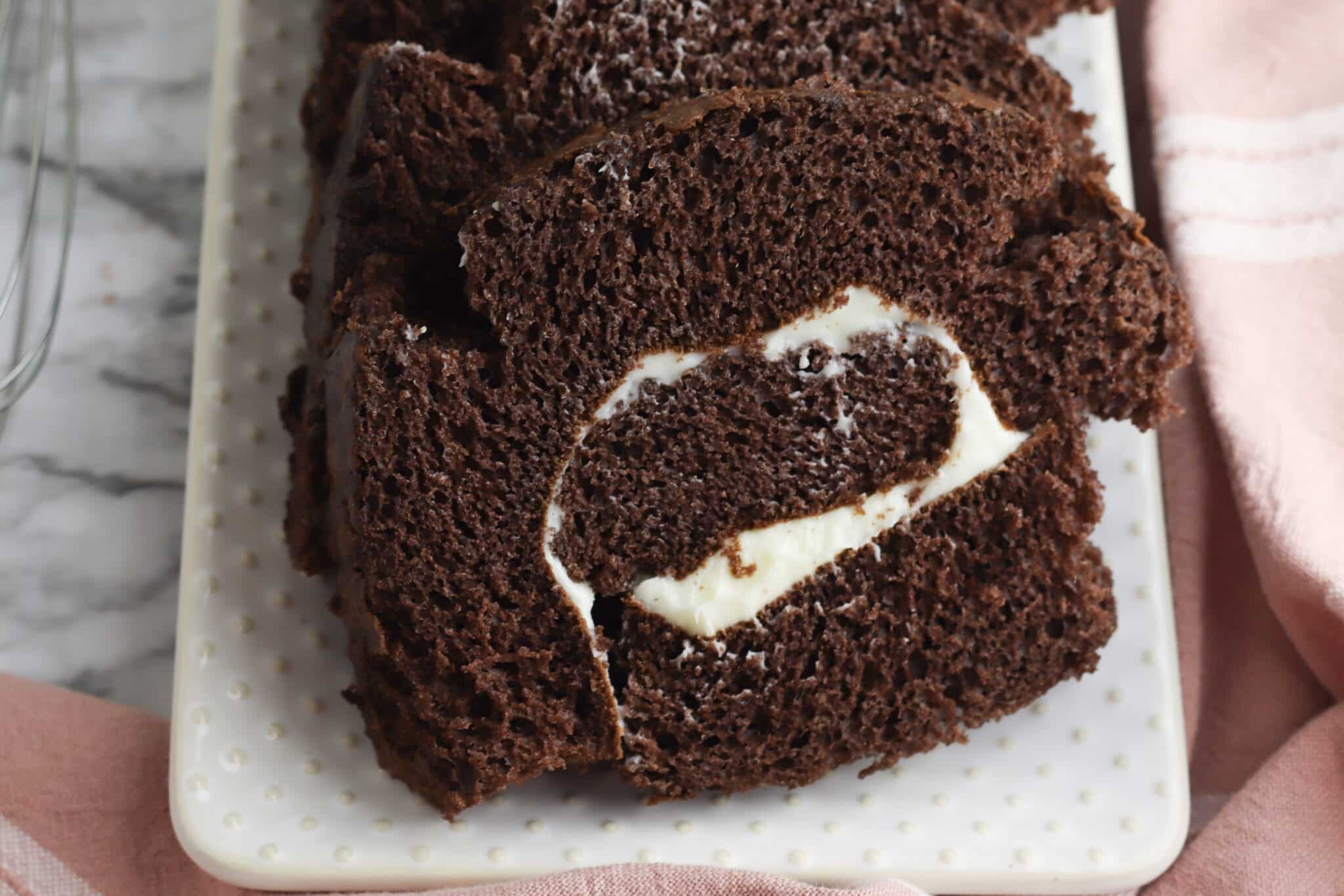 Chocolate Cake Roll with Cream Cheese Filling - When is Dinner?
