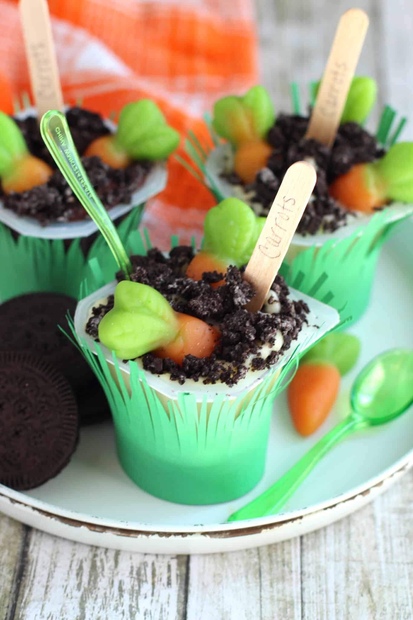 Homemade Garden Pudding Cups - When is Dinner? Carrot Garden Pudding Pops
