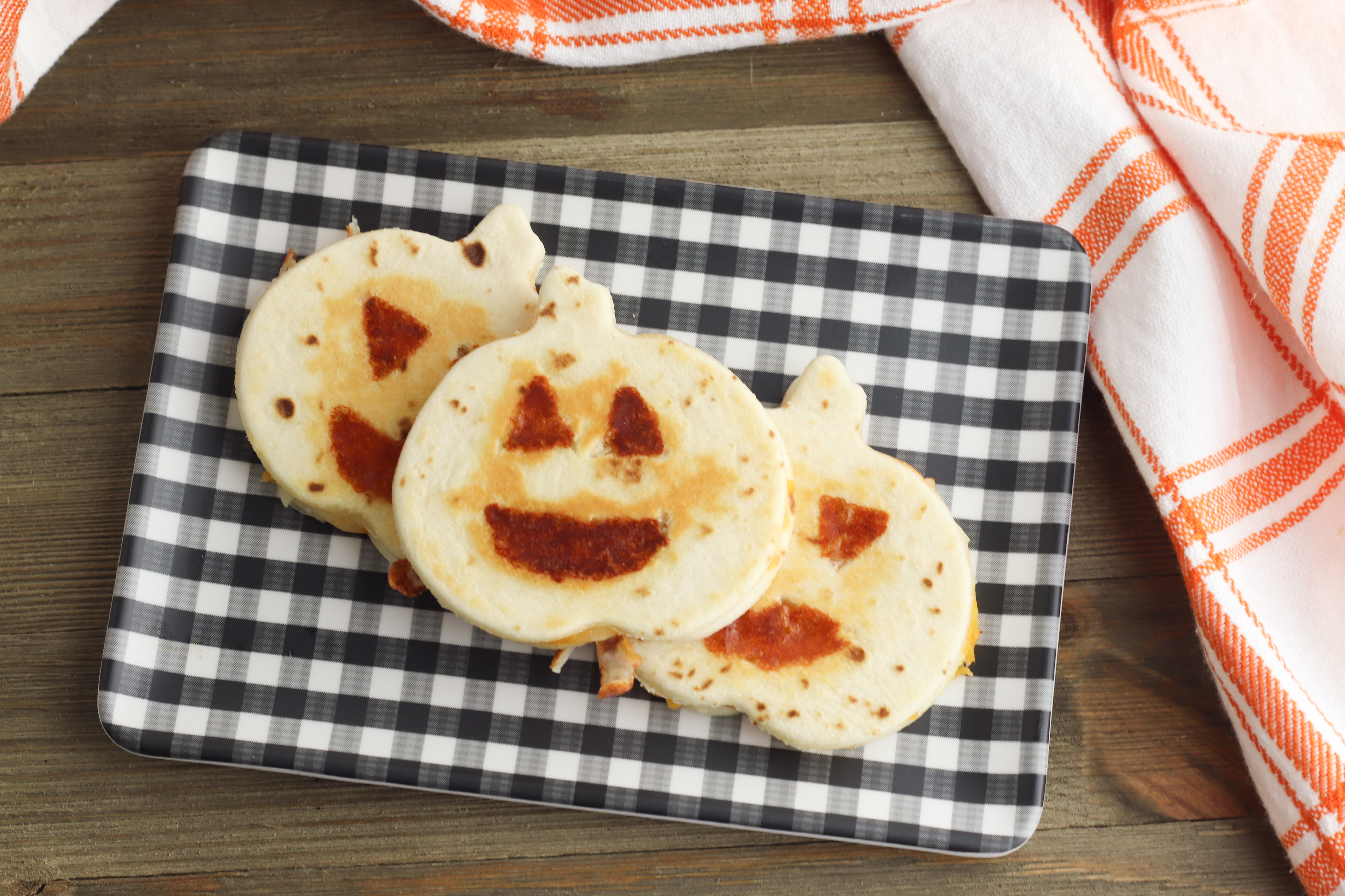 Jack O Lantern Quesadillas - When is Dinner Jack O Lantern Quesadillas